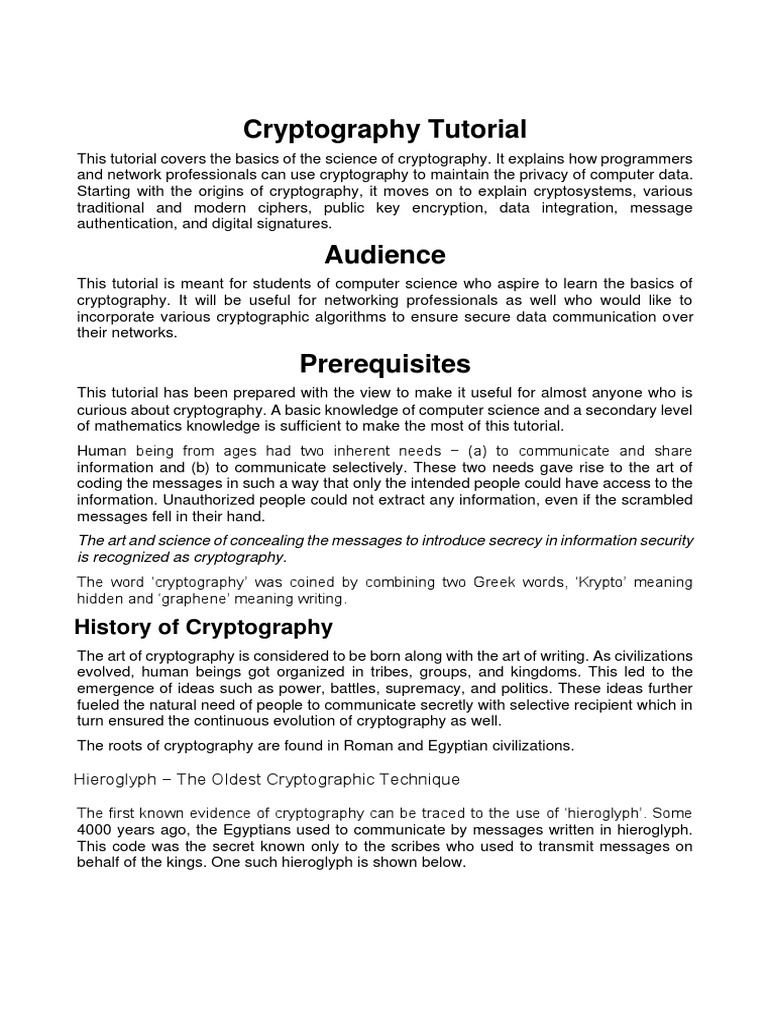 Cryptography Tutorial | PDF | Cryptography | Key (Cryptography)