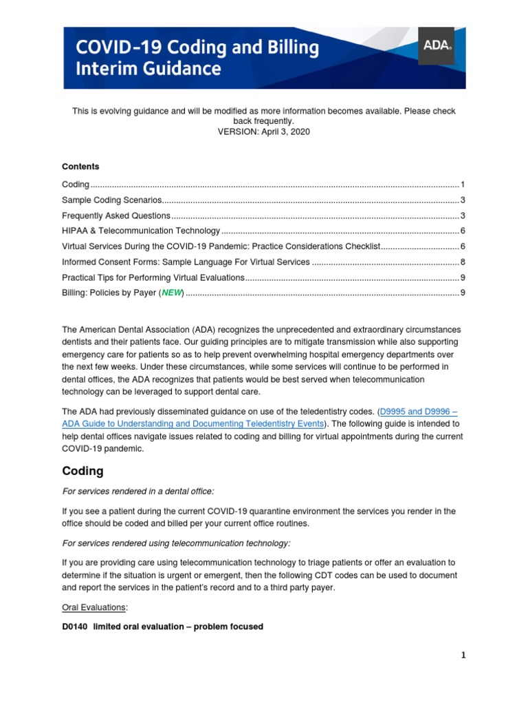 Teledentistry Coding and Billing Guide | PDF | Health Insurance ...