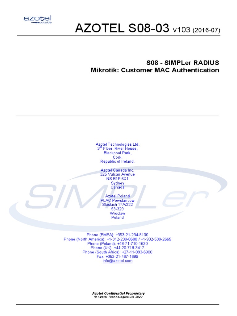 AZOTEL S08-03: S08 - Simpler Radius Mikrotik: Customer MAC ...