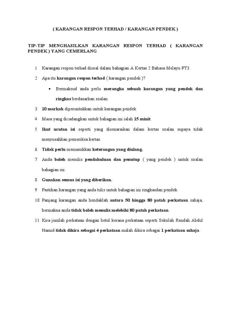 Contoh Soalan Respon Terhad Malacca U - Riset