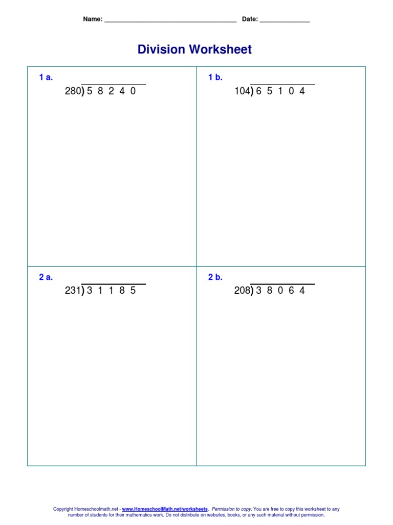 Division Worksheet | PDF