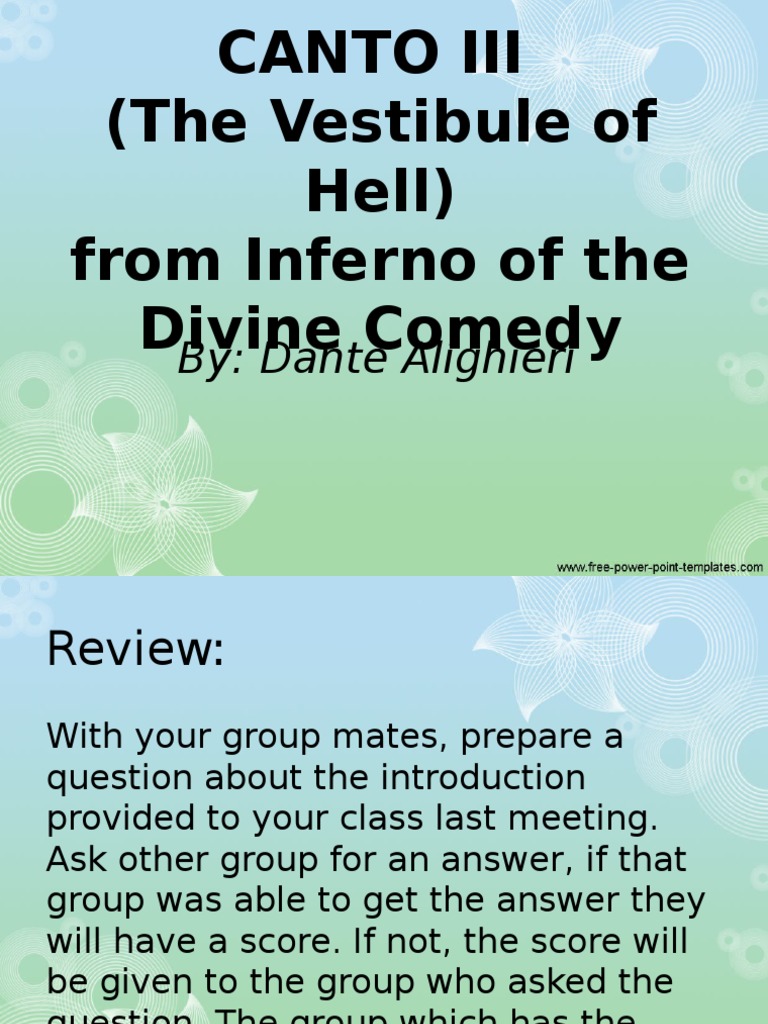 CANTO III-Visuals Aids | PDF | Divine Comedy | Hell