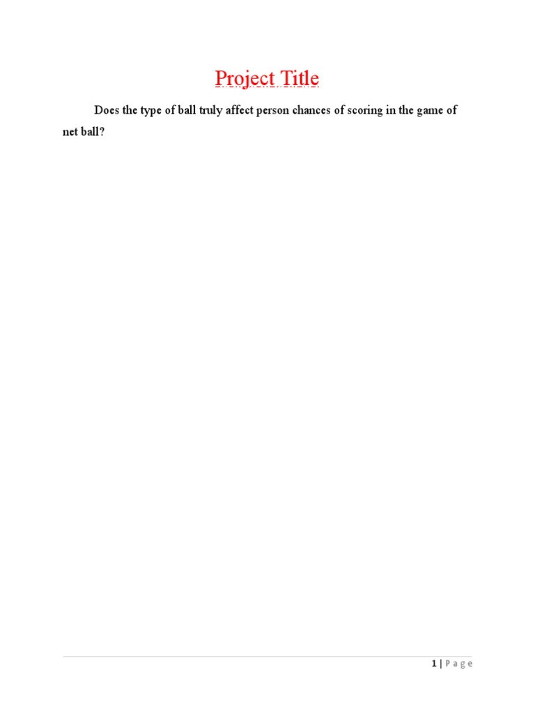 Maths S.B.A Netball | PDF | Chart | Experiment