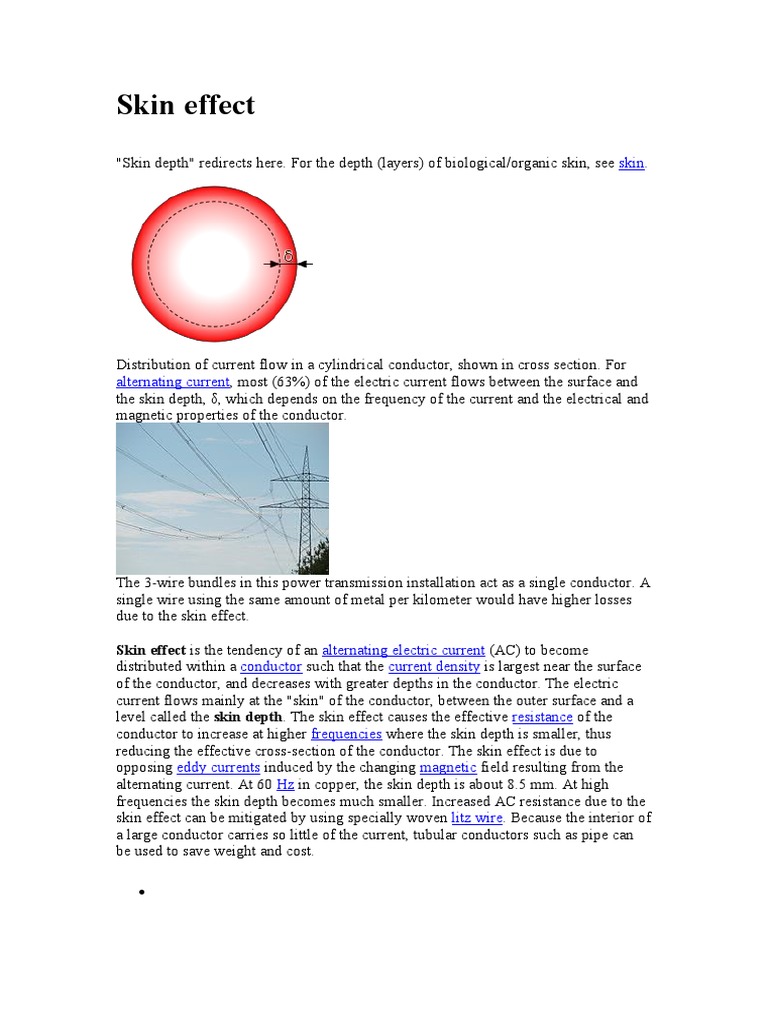 Skin Effect Is The Tendency of An | PDF | Electrical Conductor ...