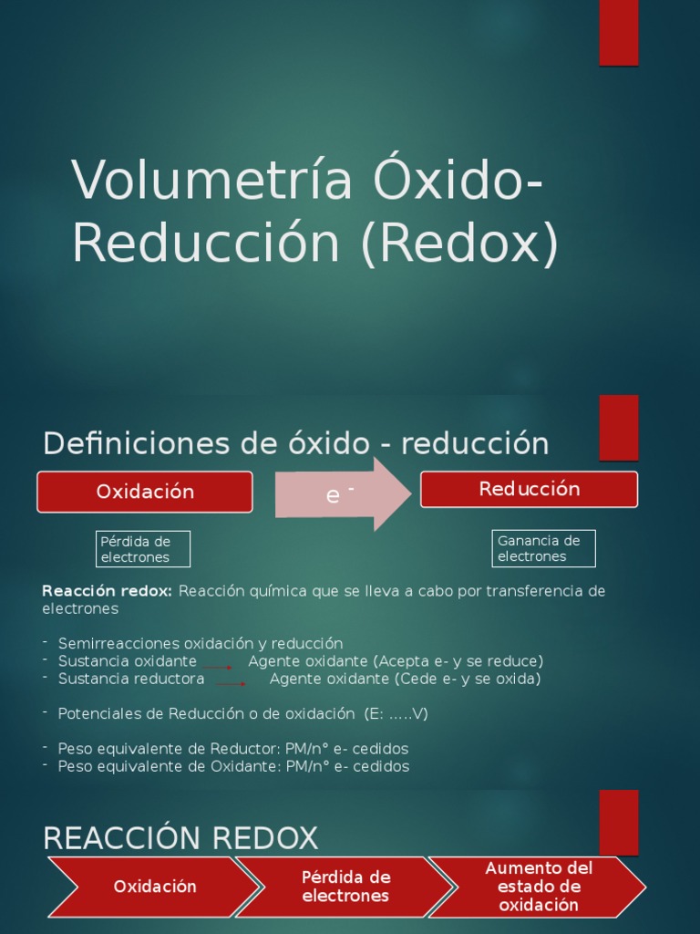 Volumetría Óxido-Reducción (Redox) | Redox | Química