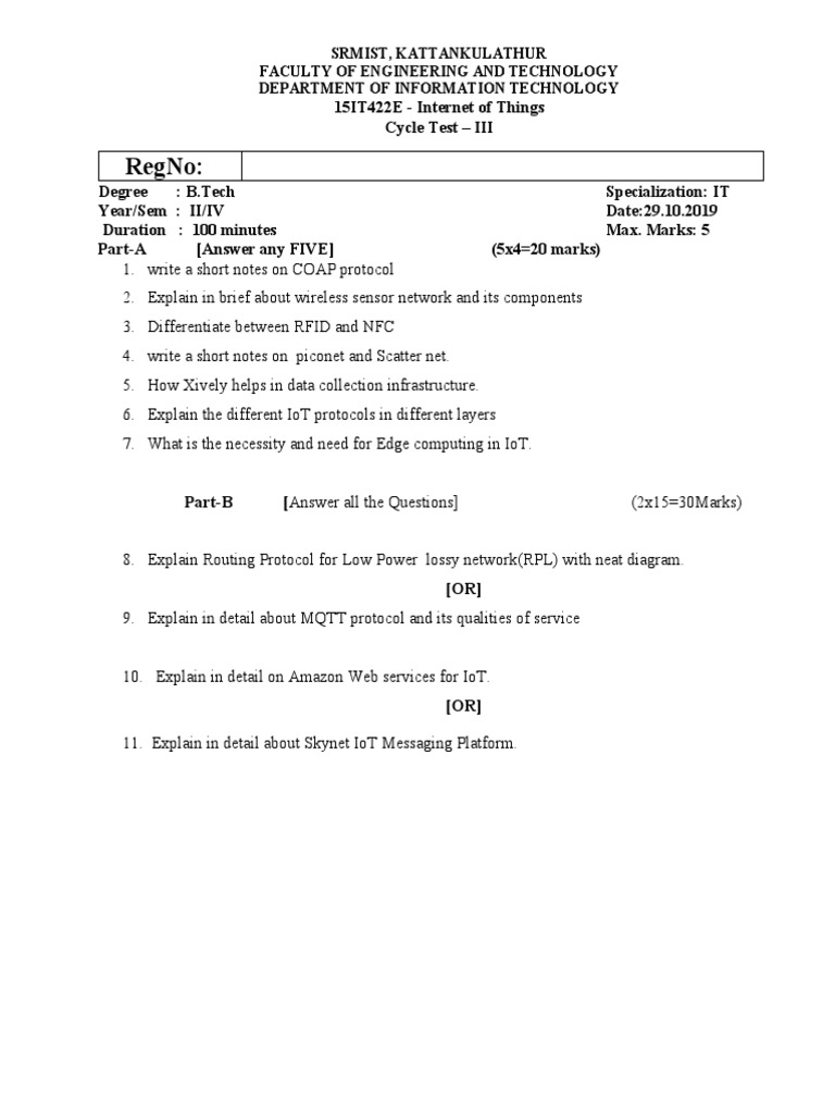 IoT Protocols and Cloud Services Test | PDF | Internet Of Things ...