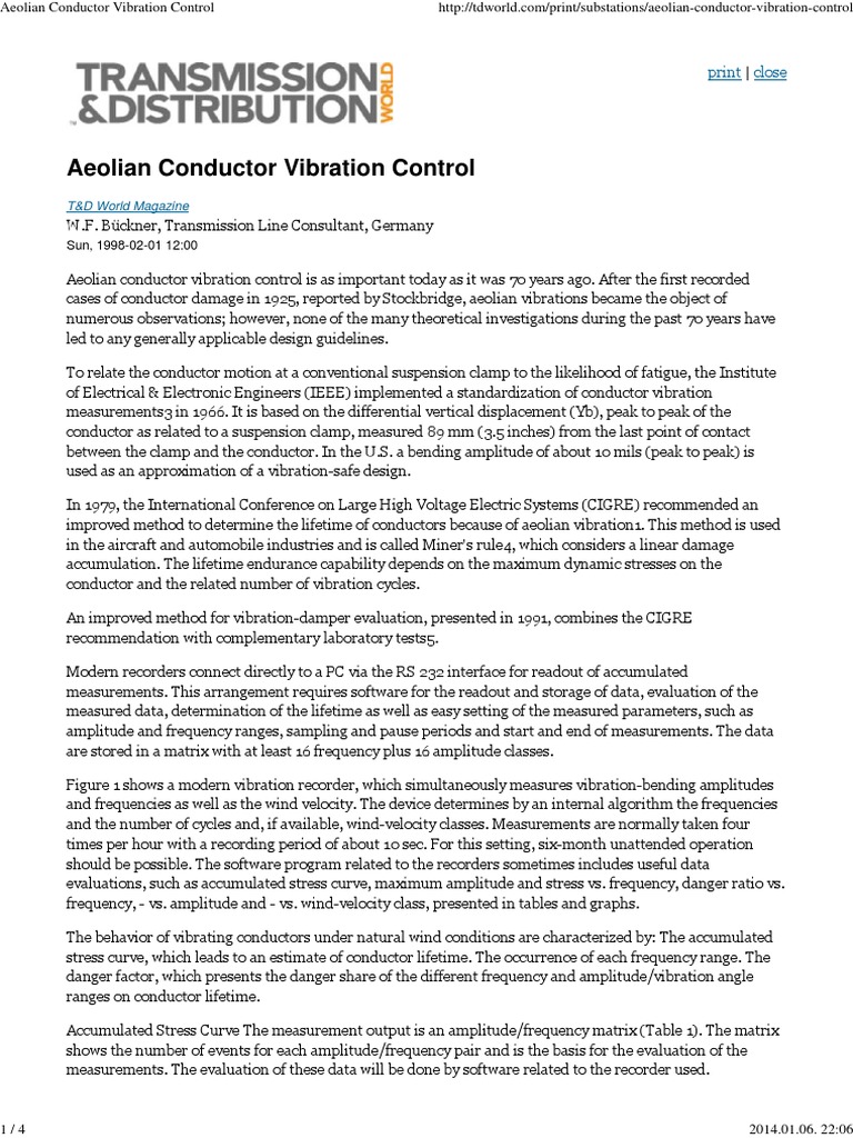 Aeolian Conductor Vibration Control | PDF | Frequency | Applied And ... Aeolian Conductor Vibration Control | PDF | Frequency | Applied And ...