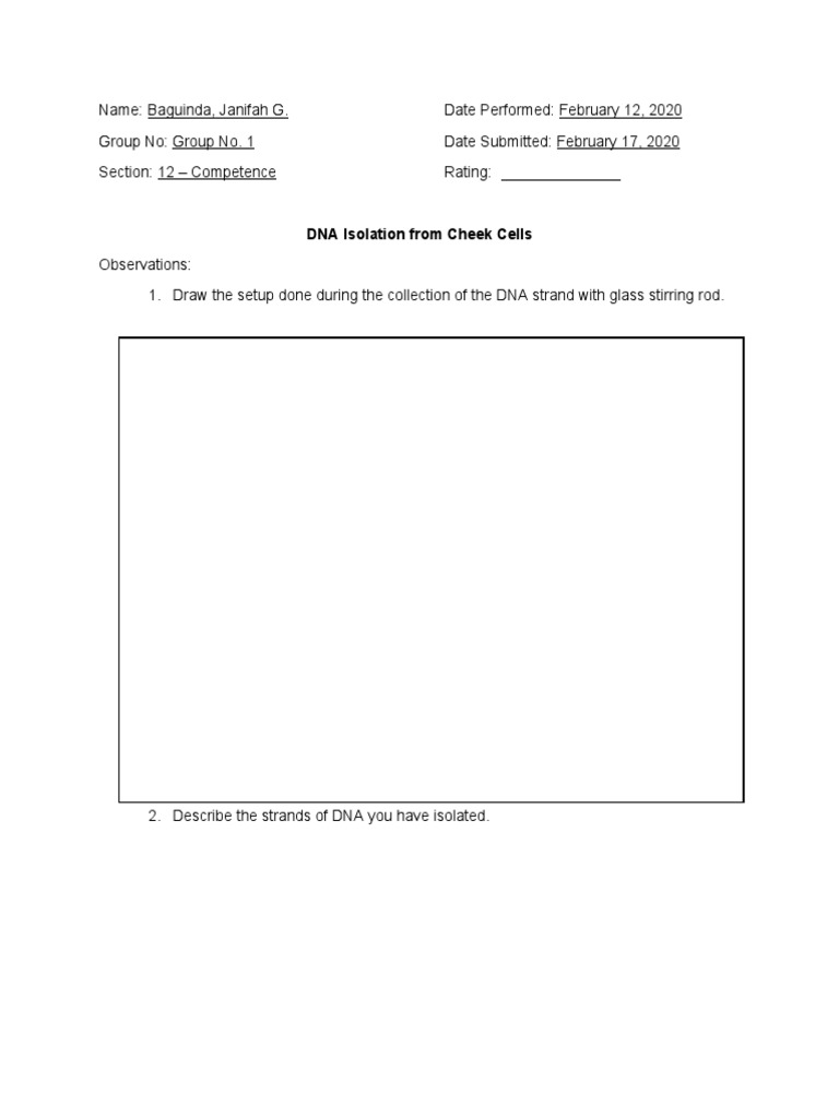 DNA isolation from cheek cells experiment | PDF
