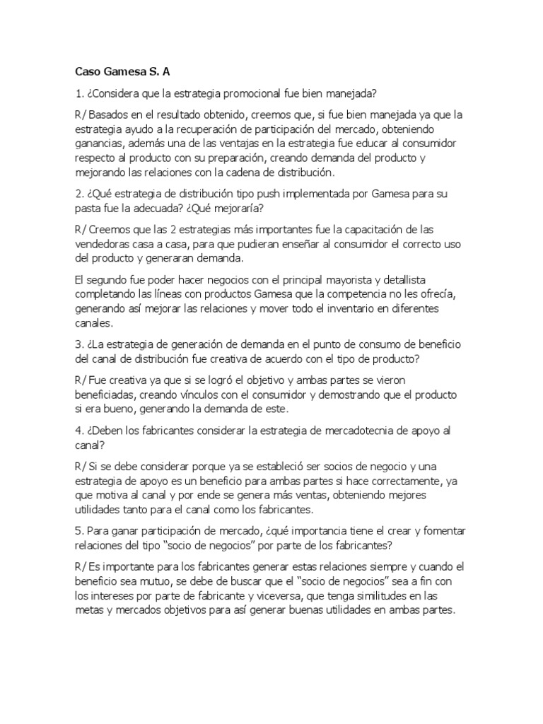 Caso Gamesa | PDF | Producto (Negocio) | Mercado (economía)