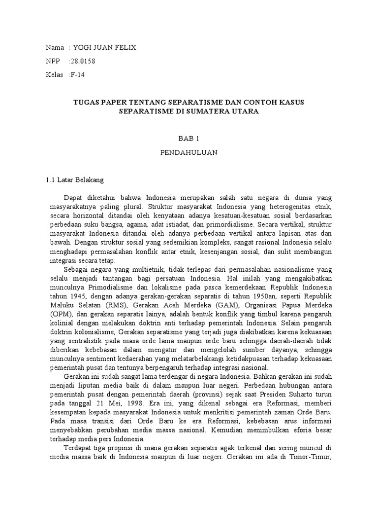 Tugas Separatisme Yogi | PDF
