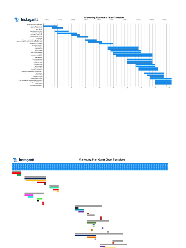 Marketing Plan Gantt Chart Template: Week 1 Week 2 Week 3 Week 4 Week 5 ...