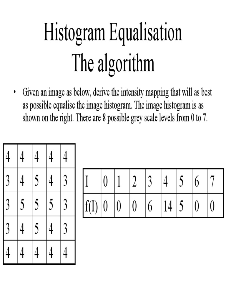 Histogram Equalisation The Algorithm | PDF | Histogram | Algorithms And Data Structures