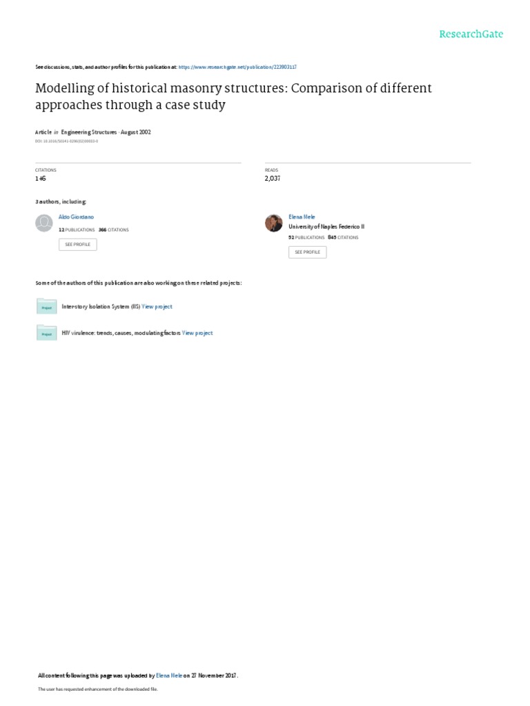 Modelling of historical masonry structures: comparison of finite element method, finite element ...