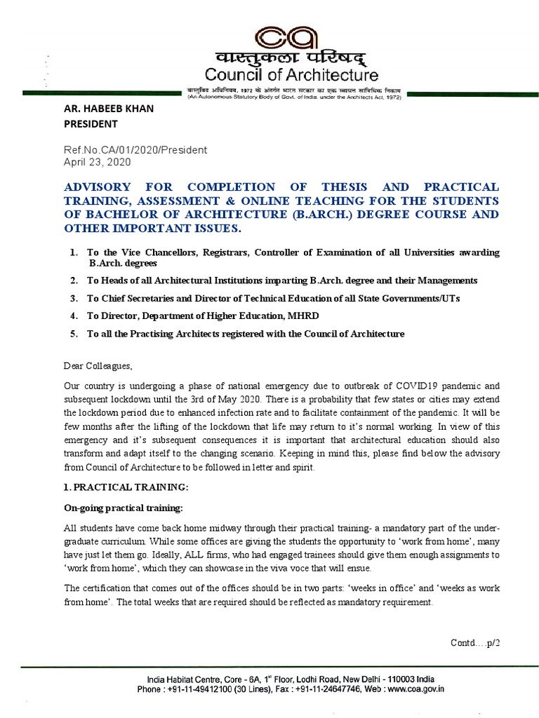 Important Advisory COA | PDF | Thesis | Fee