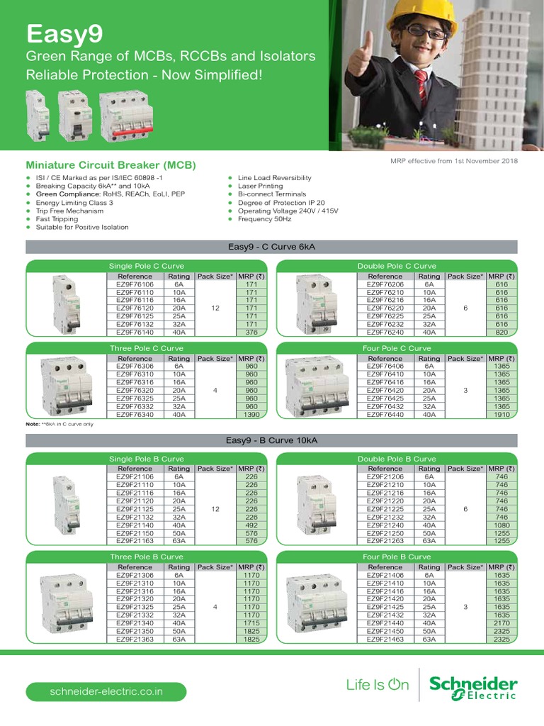 Easy9: Green Range of MCBS, Rccbs and Isolators Reliable Protection ...