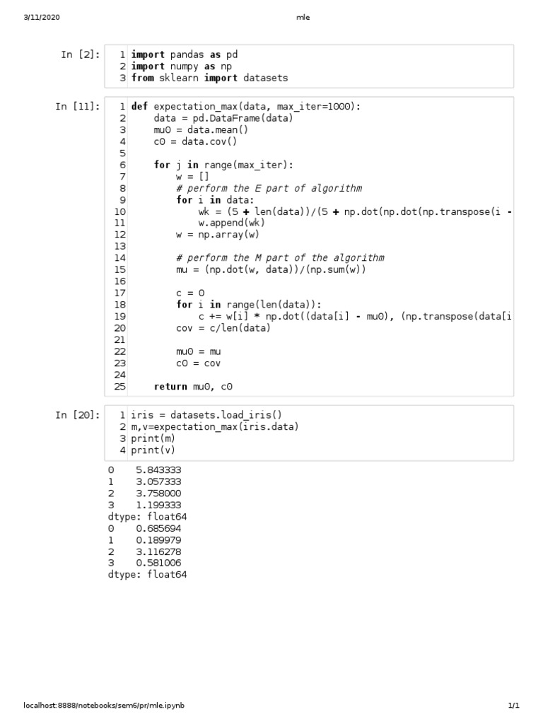 Import Pandas As PD Import Numpy As NP From Sklearn Import Datasets Def Expectation - Max (Data ...