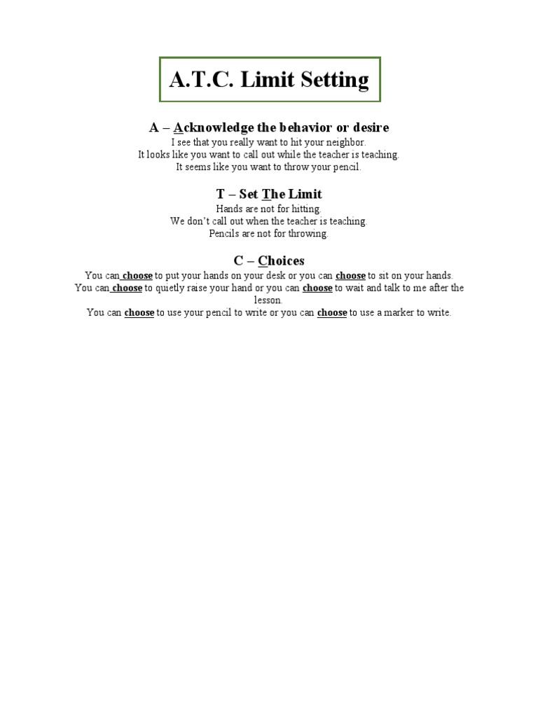A.T.C. Limit Setting Strategies | PDF