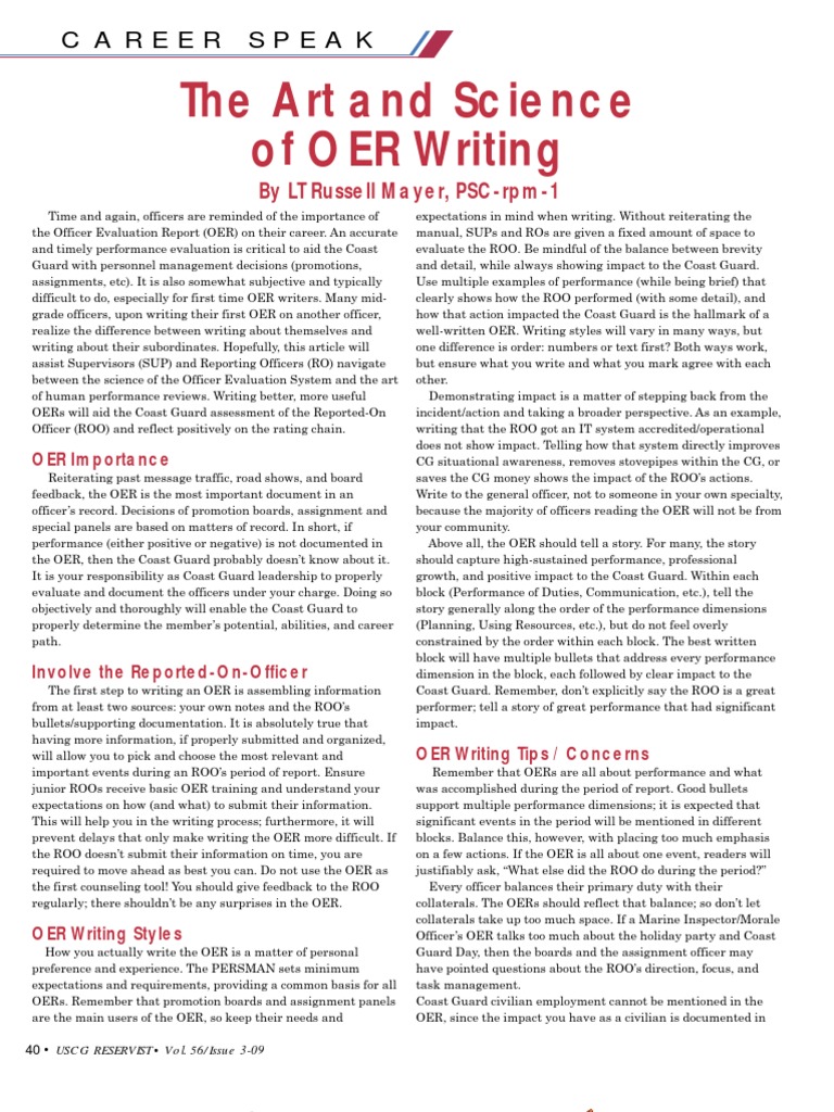 Mastering OER Writing in the Coast Guard | PDF | United States Coast ...