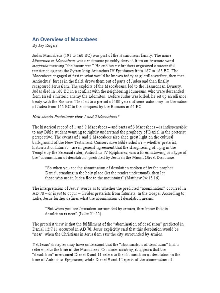 An Overview of Maccabees | PDF | Maccabees | Hasmonean Dynasty