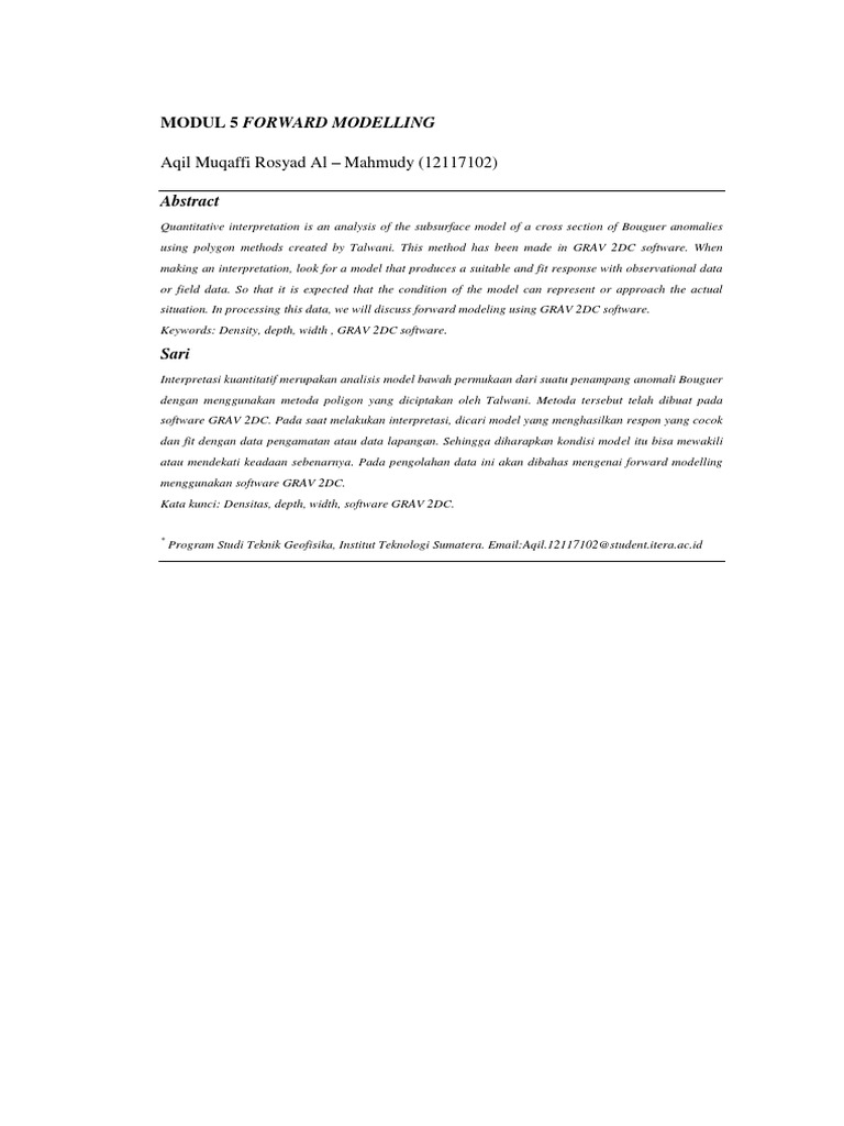 Forward Modelling dengan GRAV 2DC | PDF
