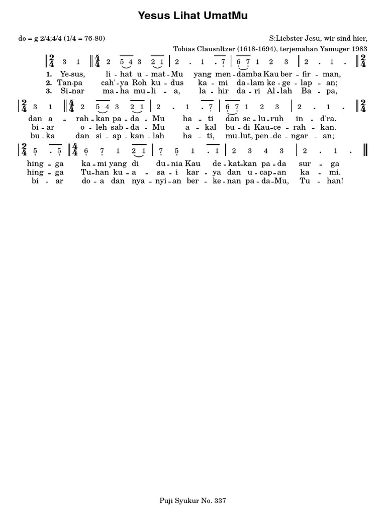 PS 337 Yesus Lihat UmatMu Solmisasi | PDF