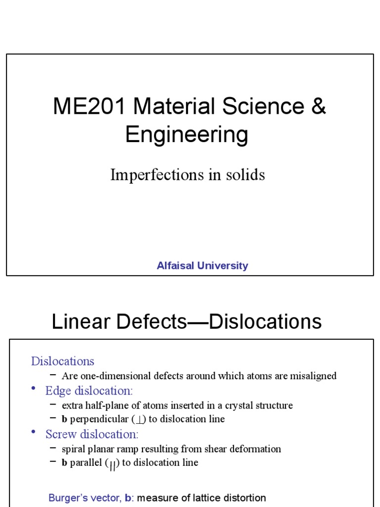 ME201 Material Science & Engineering: Imperfections in Solids | PDF ...