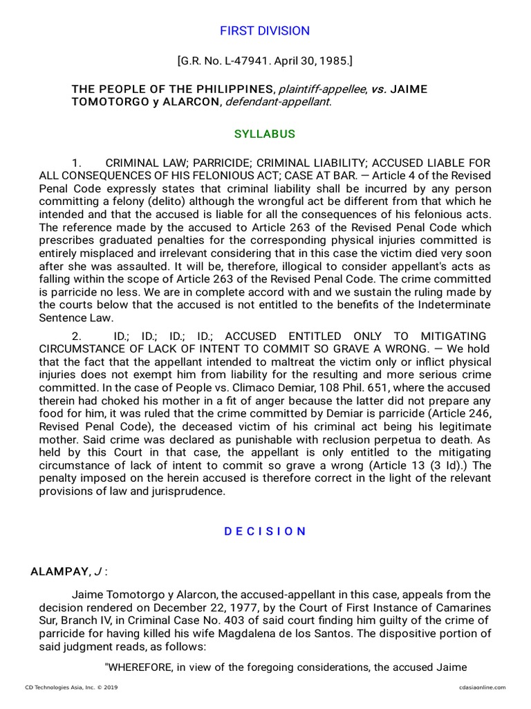 Plaintiff-Appellee vs. vs. Defendant-Appellant: First Division | PDF ...
