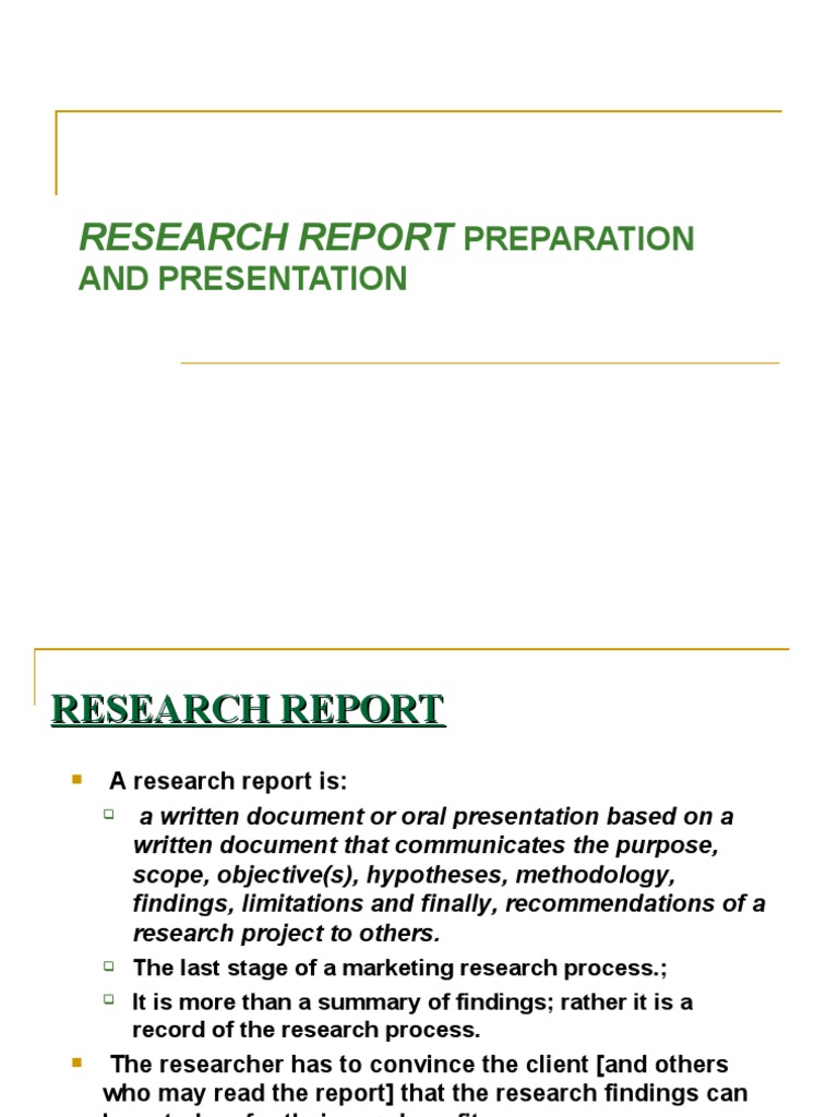 Research Report: Preparation and Presentation | PDF | Marketing ...