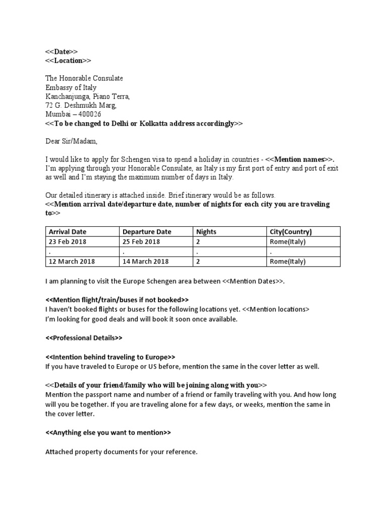 Schengen Visa Italy Cover Letter Travel Itinerary The Roving Heart ...