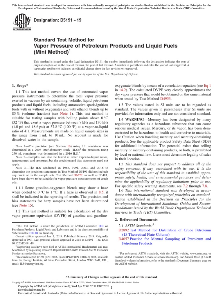 Astm D5191 19 | PDF | Calibration | Gasoline