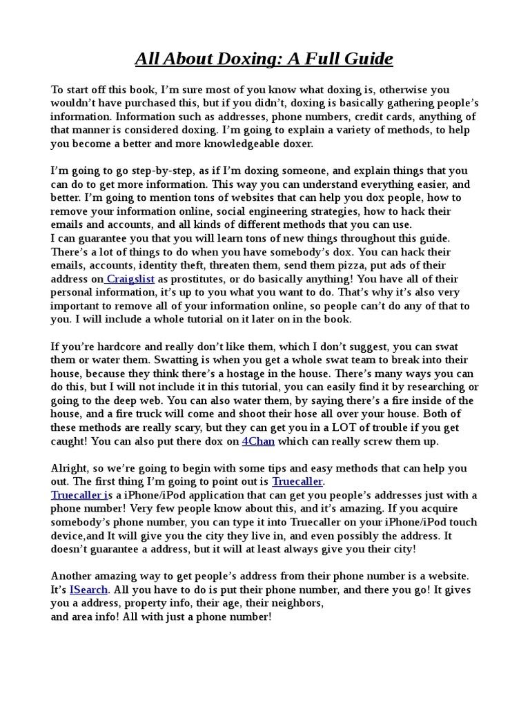 All About Doxing A Full Guide PDF | PDF | Internet Privacy | Social ...