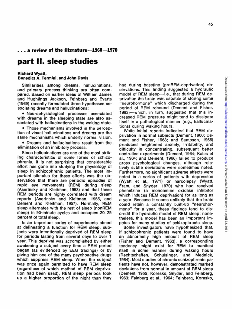 Part II. Sleep Studies: - . - A Review of The Literature-1960-1970 ...