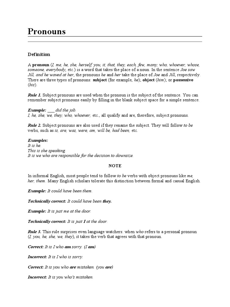 Her V She | PDF | Object (Grammar) | Pronoun