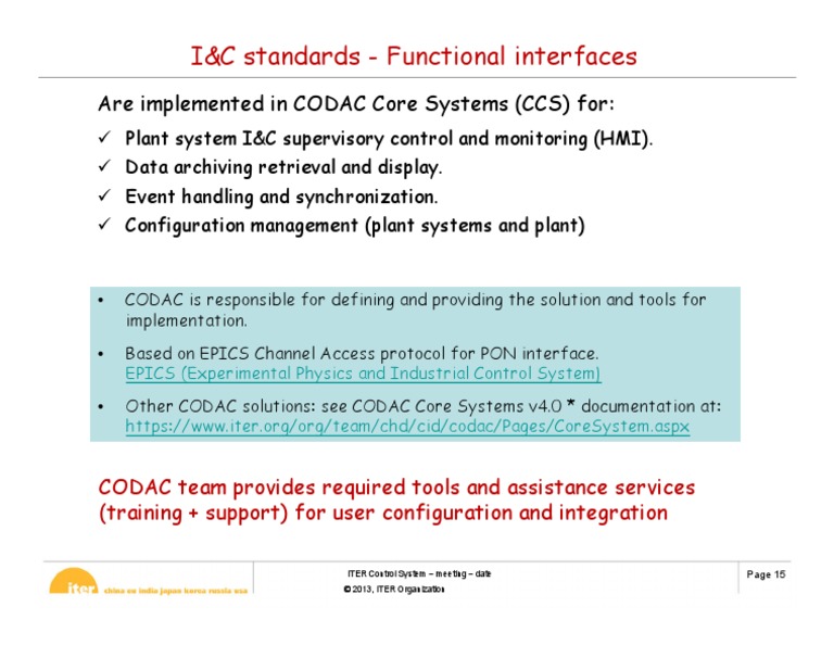 I&C Standards - Functional Interfaces: Are Implemented in CODAC Core ...