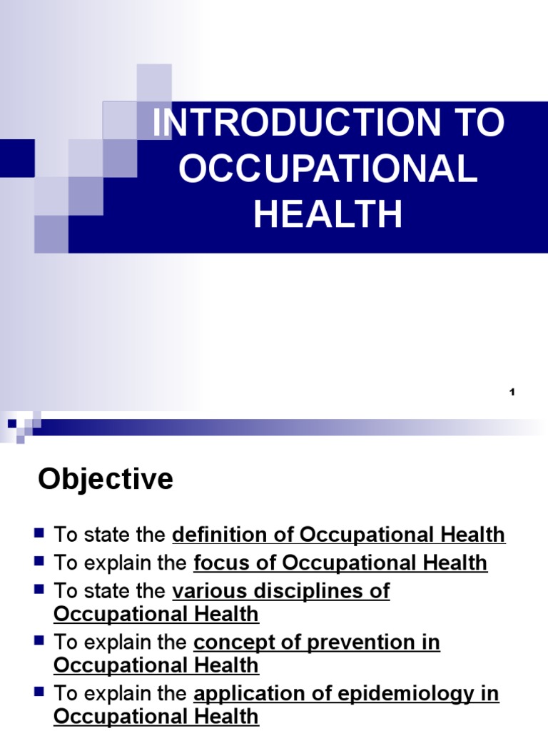 1 - Overview of Occupational Health | PDF | Occupational Hygiene ...