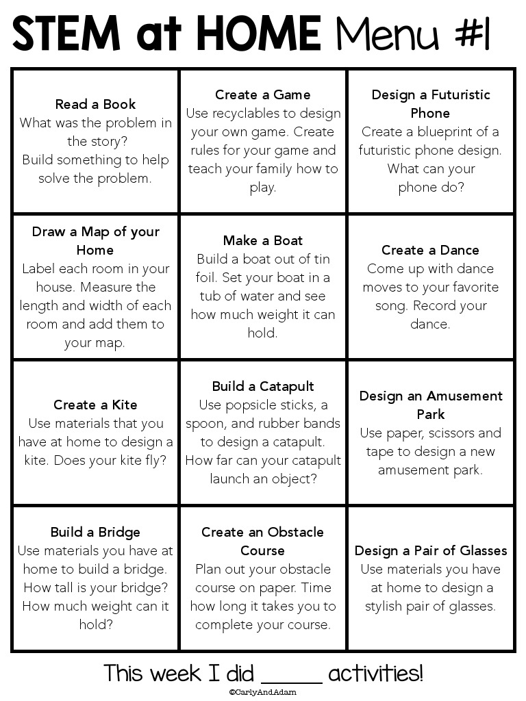 Stem at Home Menus | PDF