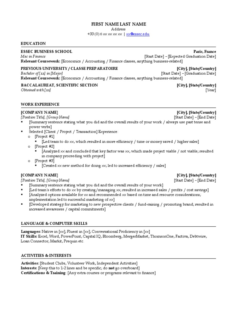 Finance Resume with Work Experience | PDF | Economics | Economies
