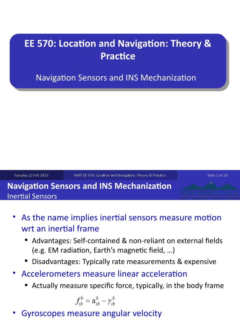 EE 570: Location and Navigation: Theory & Practice | PDF | Inertial ...