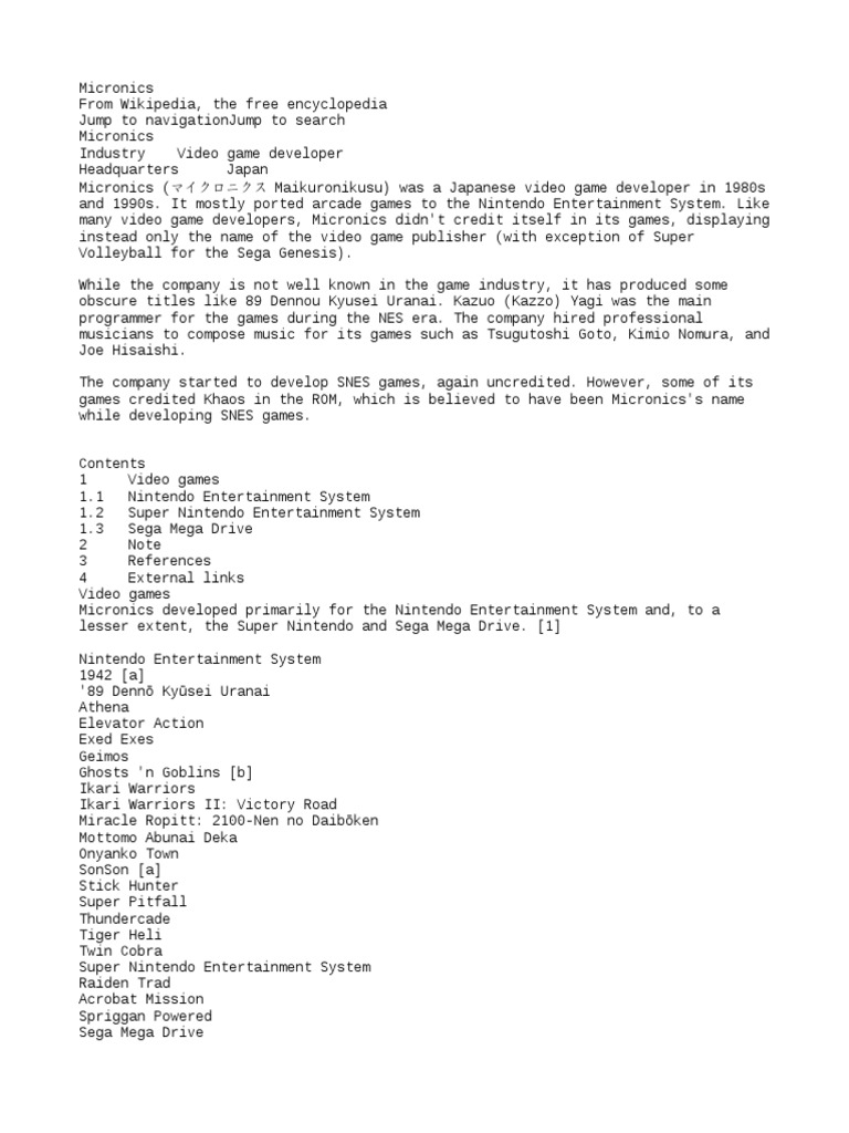 Micronics | PDF | Video Game Consoles | Video Game Companies Of Japan