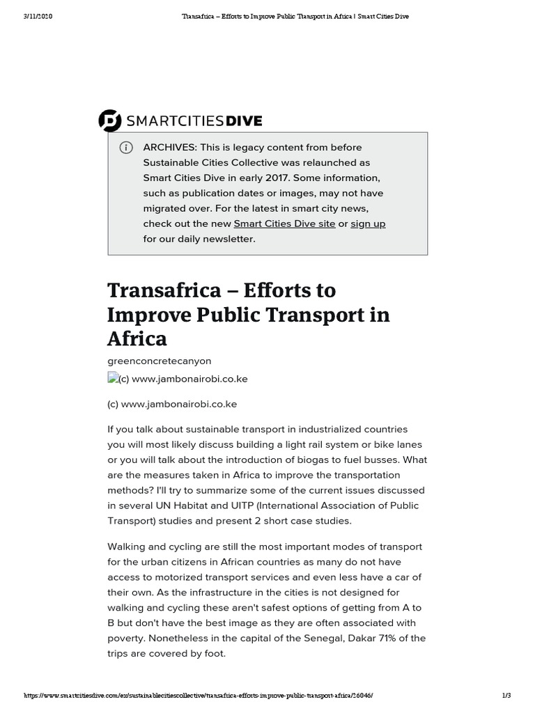 Transafrica - Efforts To Improve Public Transport in Africa - Smart ...