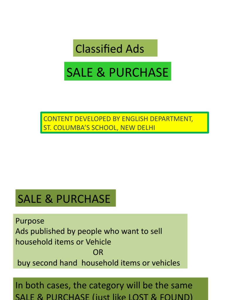 Sale and Purchase Advertisement Guide | PDF | Business