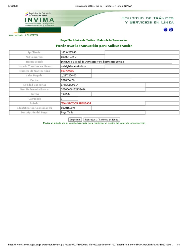 Trámites en Línea INVIMA: Guía de Uso | PDF