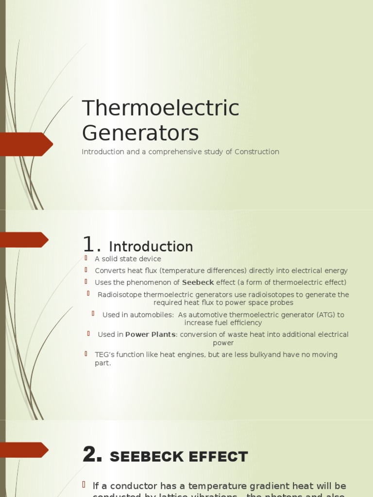 Thermoelectric Generator Overview | PDF | Physics | Physical Sciences