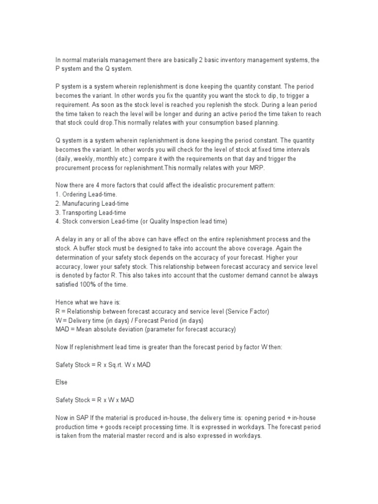 Safety Stock Calculation | PDF | Business Process Management | Business ...