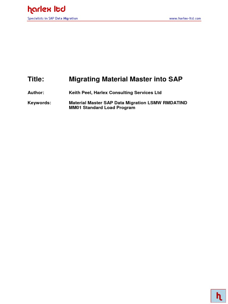 Migrating Material Master Data Into Sap PDF | PDF | Computing | Computing And Information Technology
