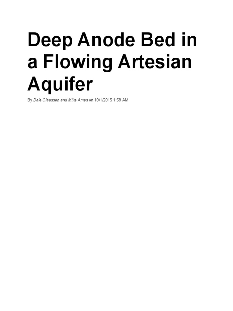 Deep Anode Bed in A Flowing Artesian Aquifer | PDF | Aquifer | Groundwater
