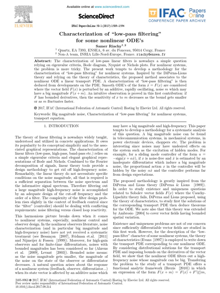 Sciencedirect Sciencedirect | PDF | Electronic Filter | Algorithms