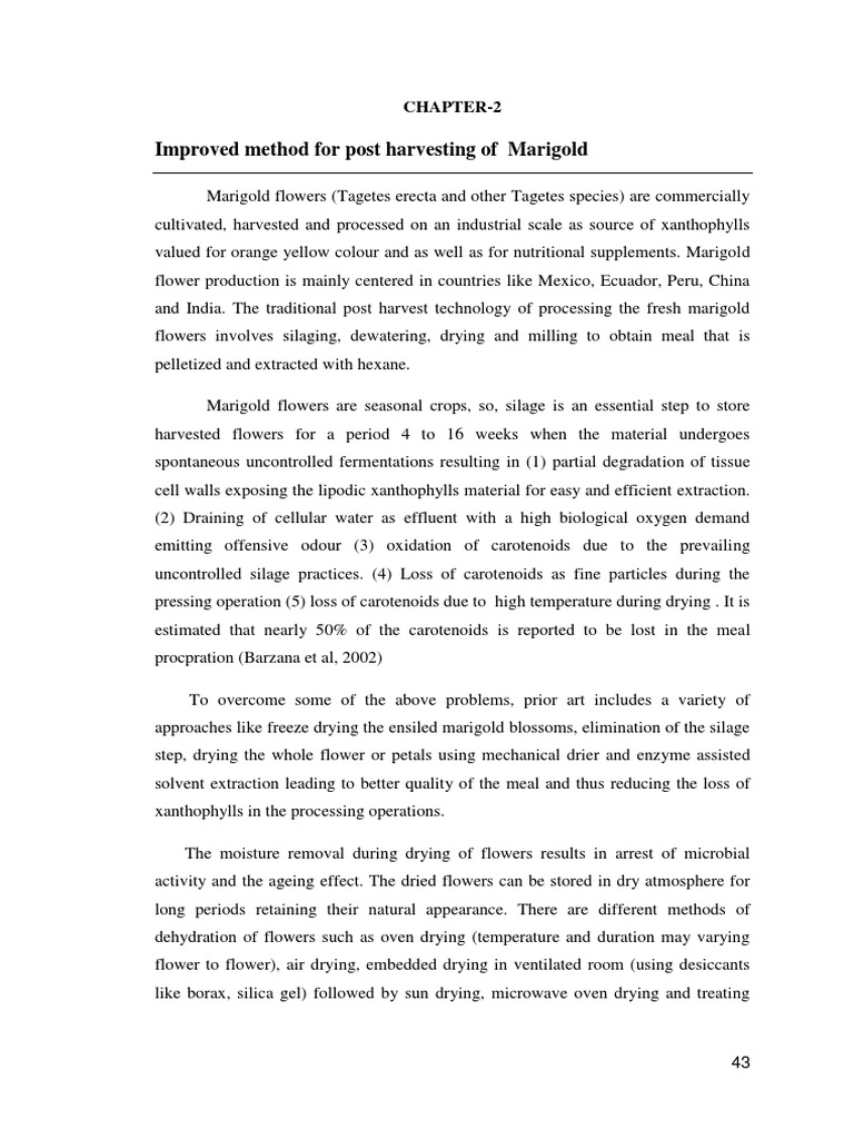 Marigold Petal Xanthophyll Extraction Process | PDF | High Performance ...