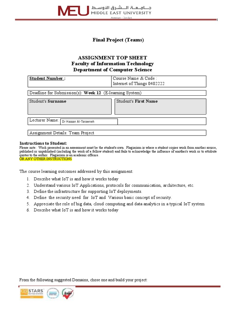 IOT Students Project | PDF | Internet Of Things | System