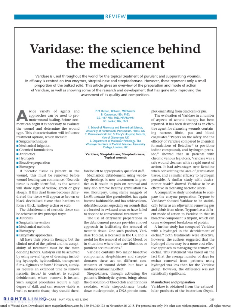 Varidase. The Science Behind The Medicament PDF | PDF | Gel ...